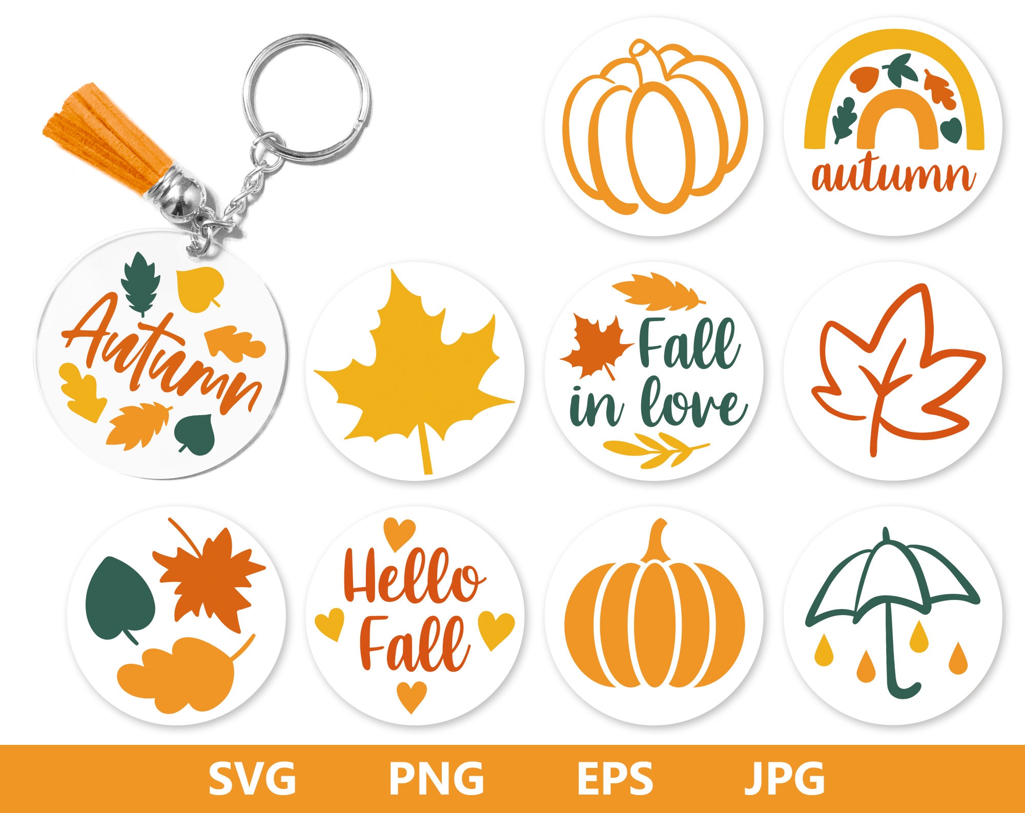Fall Keychain SVG Fall Keychain Bundle SVG Key Ring Pattern | Etsy