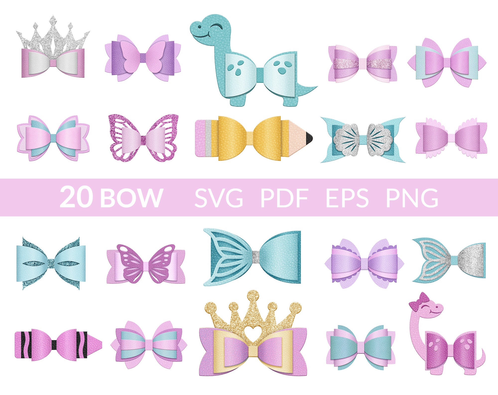 Bow Bundle SVG Hair Bow Collection SVG Mermaid Tail Svg - Etsy UK
