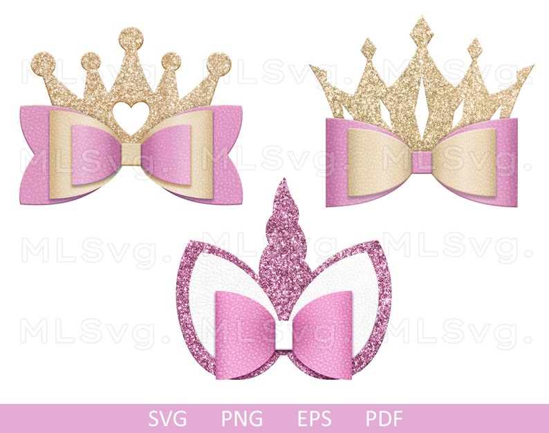 Crown Bow Svg, Princess Bow Bundle SVG, Bow Collection SVG, Bow ...