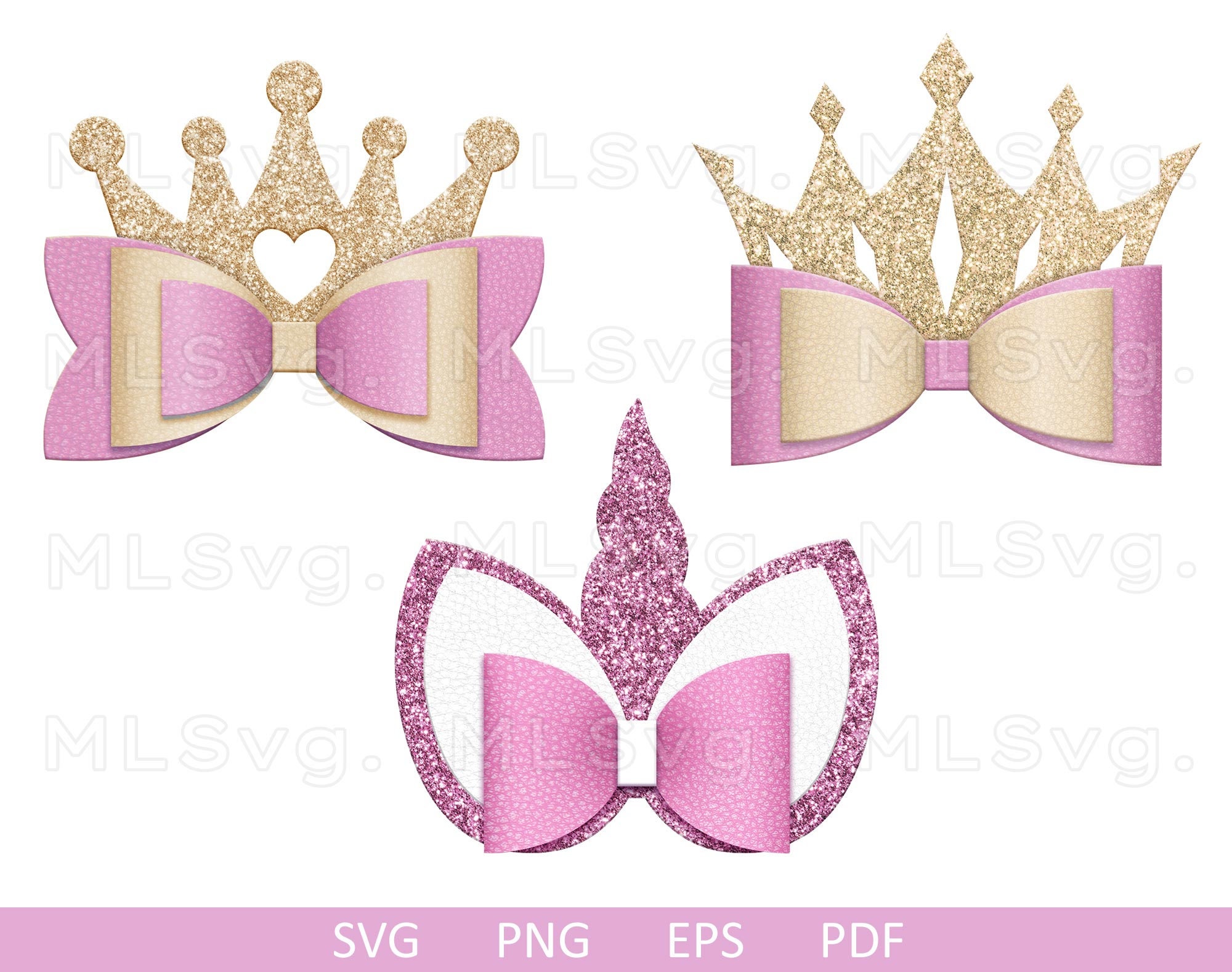 Crown Bow Svg Princess Bow Bundle SVG Bow Collection SVG - Etsy
