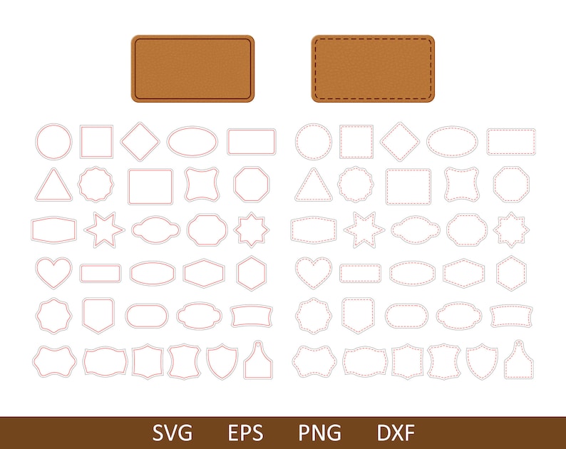 Leather Patch Svg Bundle, Hat Patches Svg, Leather Patch Borders, Leather Shape Svg, Laser Cut ...