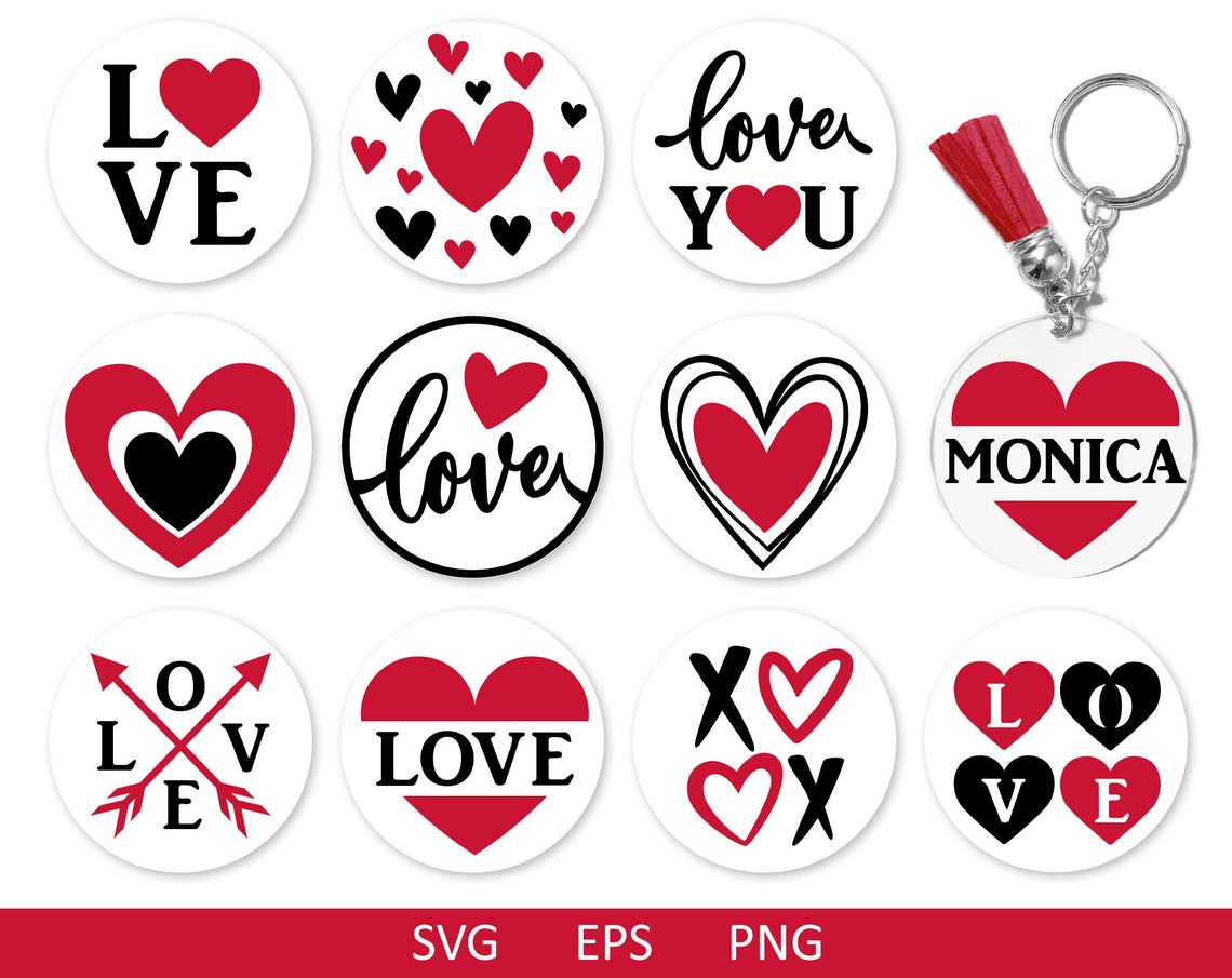 Valentines Day Keychain SVG Keychain SVG Bundle Keyring - Etsy