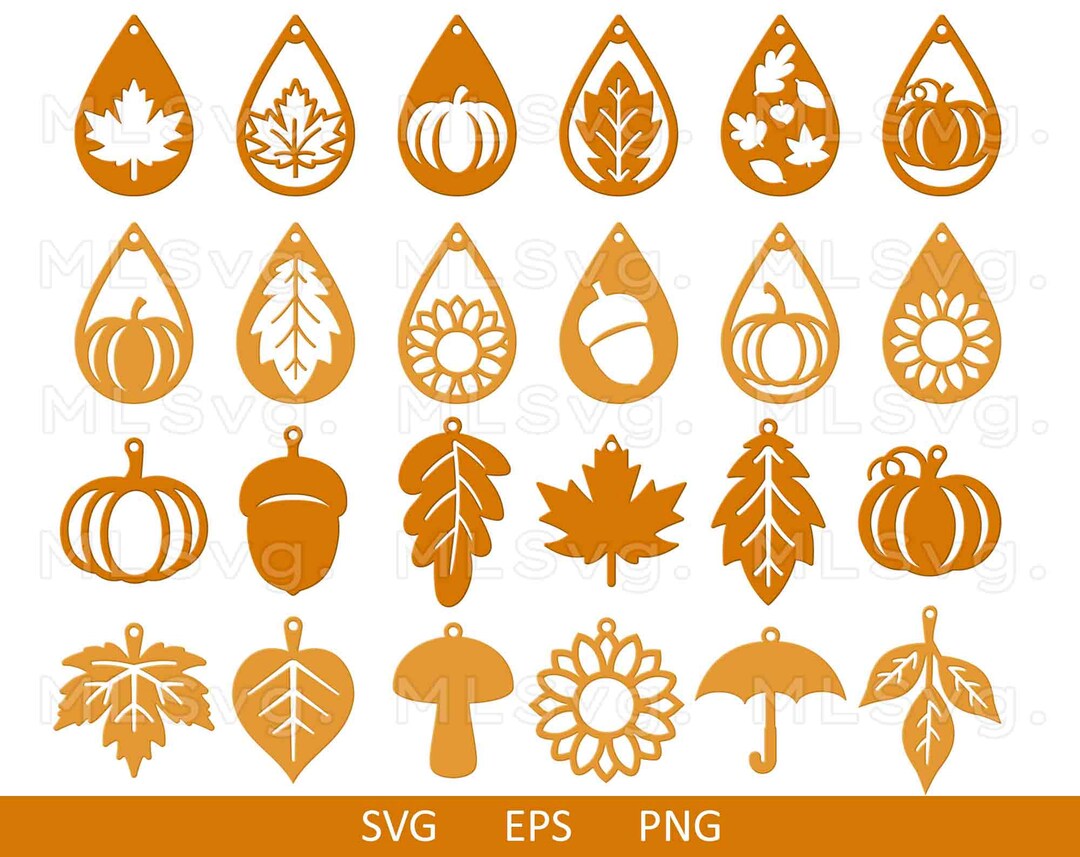Fall Autumn Earrings SVG, Thanksgiving Earrings SVG, Faux Leather ...