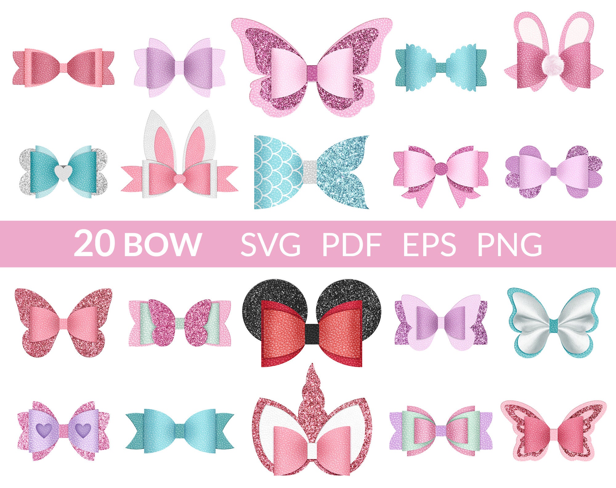 Bow Bundle SVG Bow Collection SVG Bow Template Hair Bow - Etsy Australia