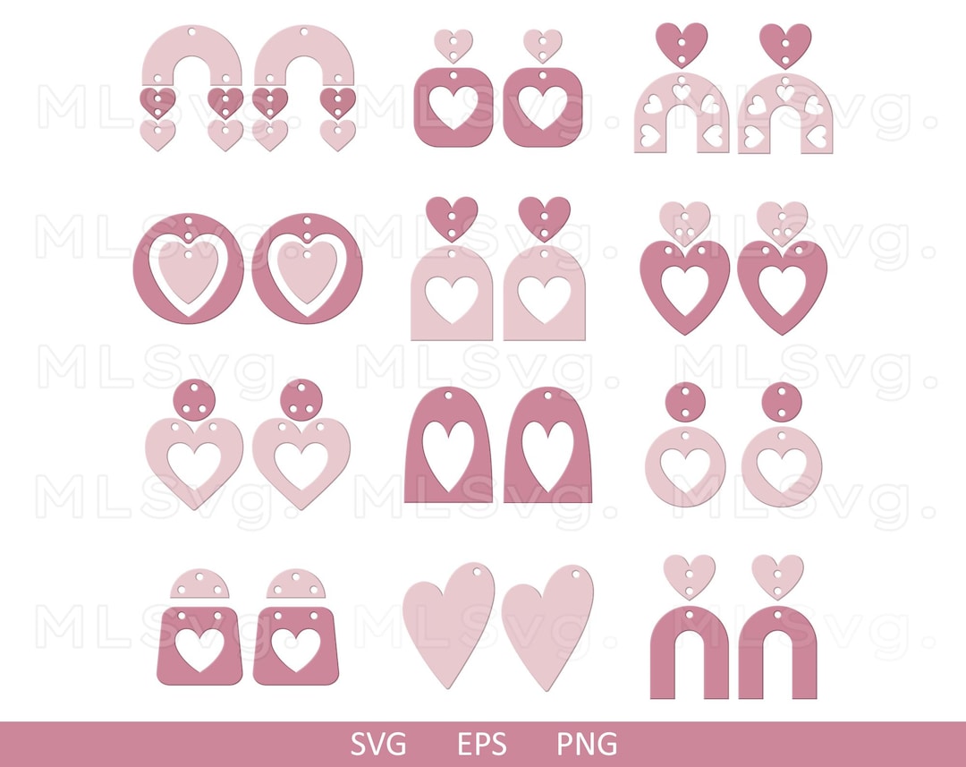 Cute Valentines Earrings SVG, Love Svg, Heart Earrings Svg, Love ...