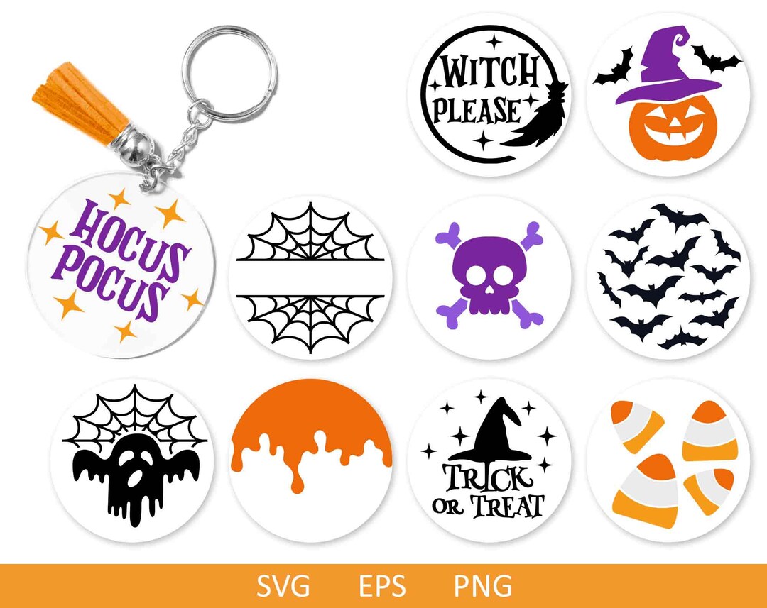 Halloween Keychain SVG, Halloween Bundle SVG, Key Ring Pattern SVG ...