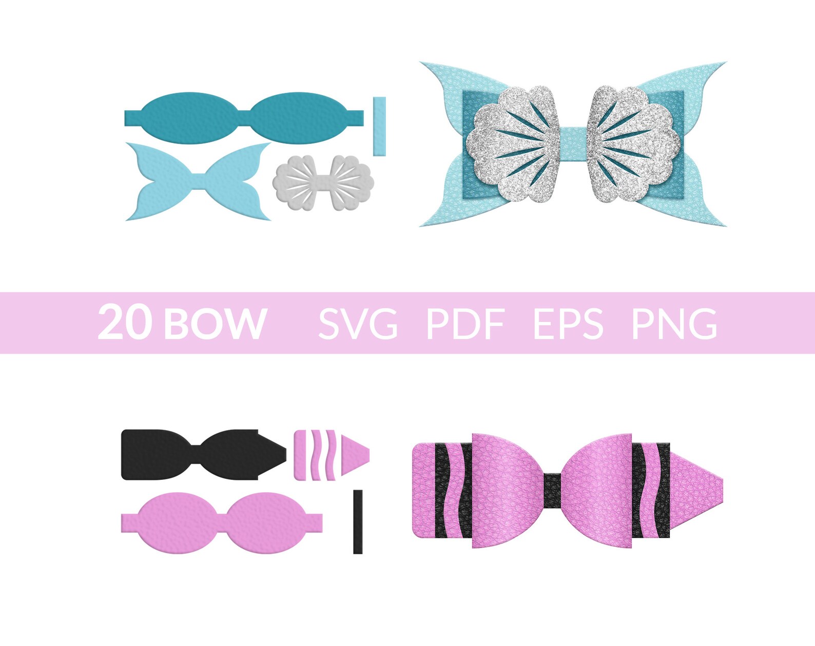 Bow Bundle SVG Hair Bow Collection SVG Mermaid Tail Svg - Etsy