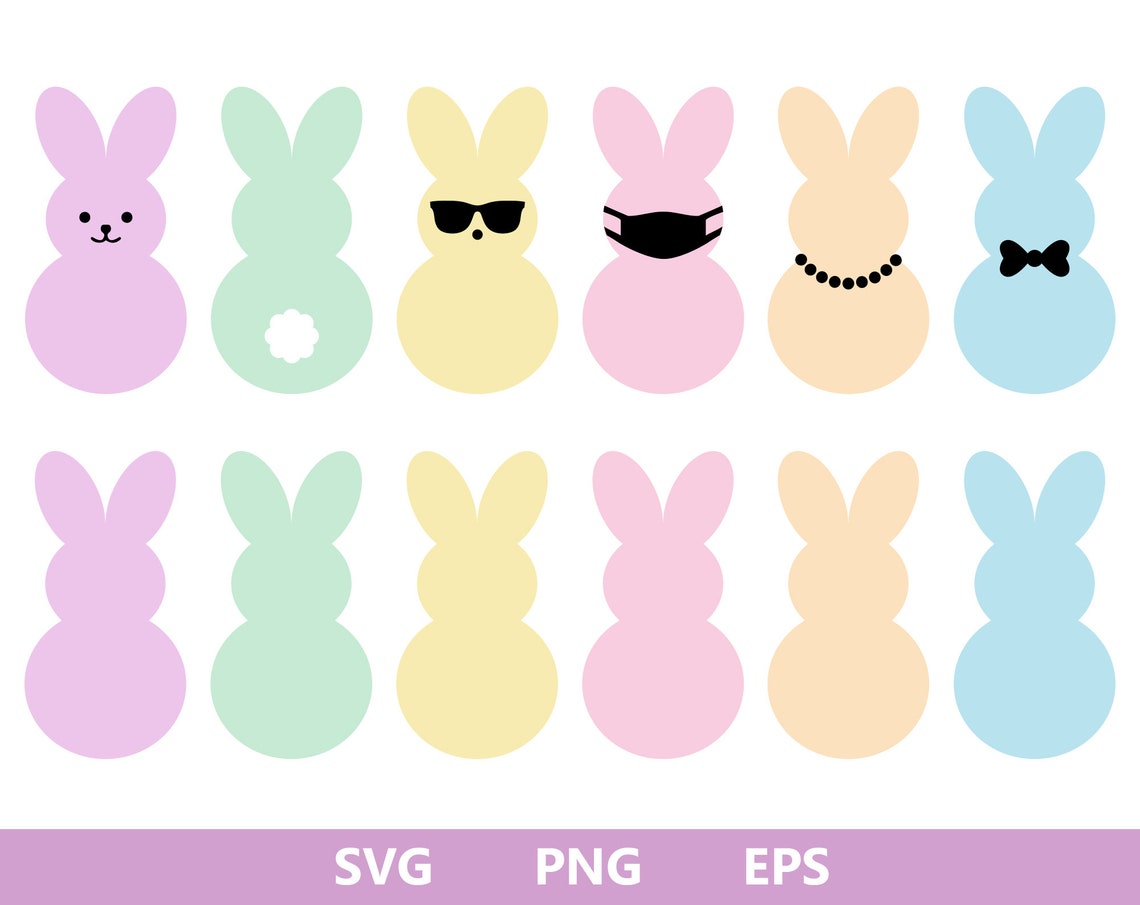 Marshmallow Bunnies Svg, Easter Peeps Svg, Easter Bunny Svg, Spring Png ...