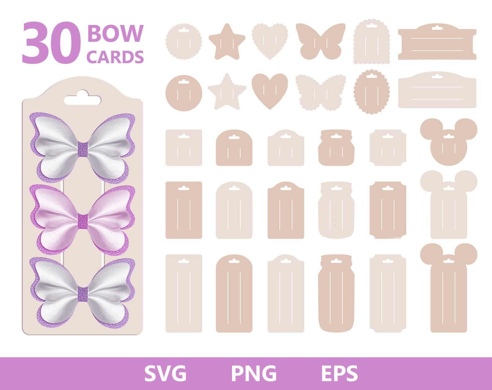 Bow Card SVG Hair Bow Card Svg Bow Display Card Svg Bow - Etsy