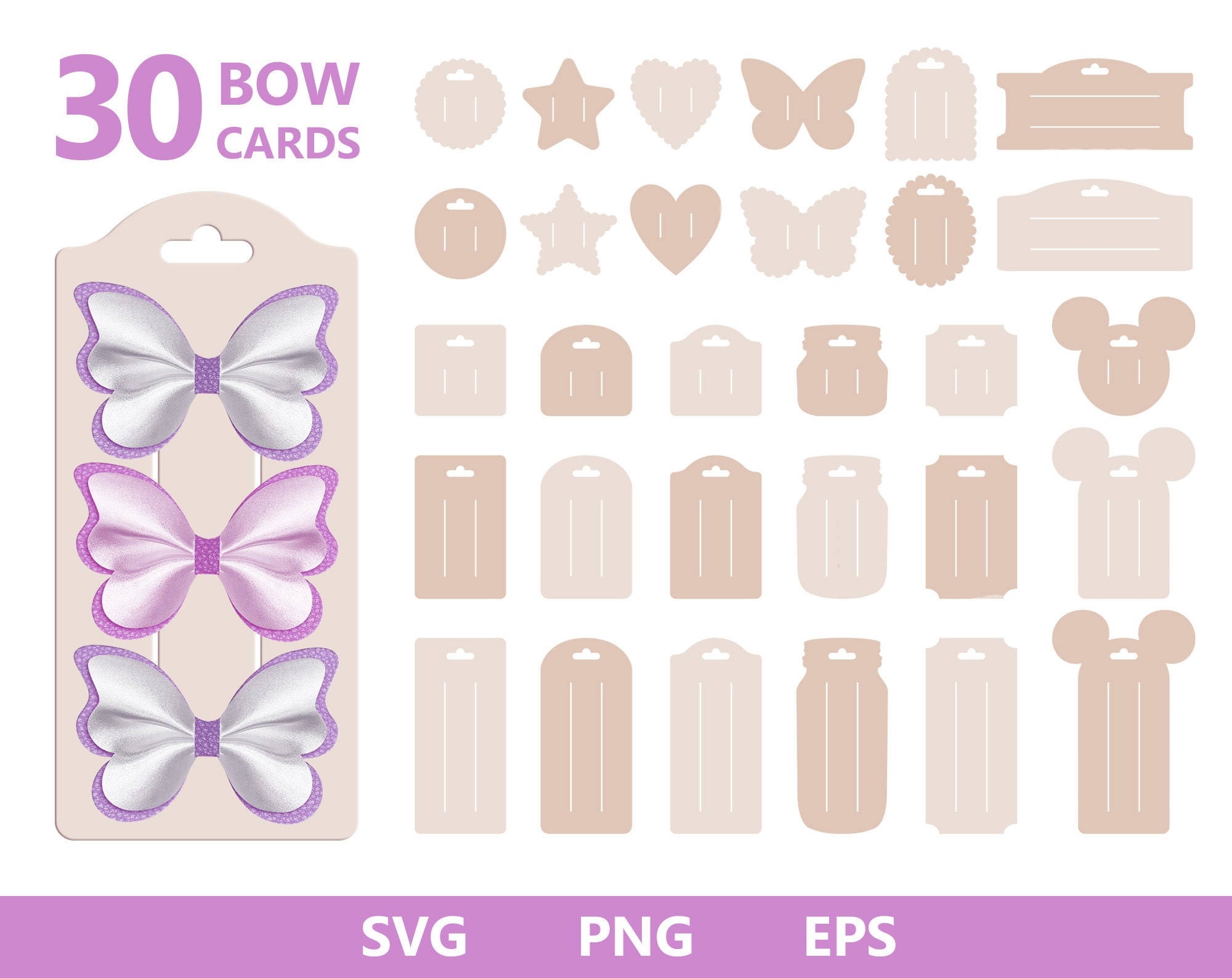 Bow Card SVG Hair Bow Card Svg Bow Display Card Svg Bow - Etsy UK
