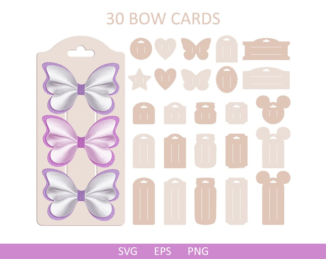 Bow Card SVG, Hair Bow Card Svg, Bow Display Card Svg, Bow Template ...