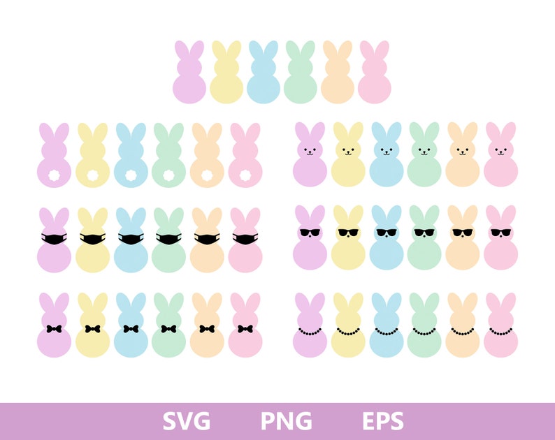 Marshmallow Bunnies Svg, Easter Peeps Svg, Easter Bunny Svg, Spring Png ...