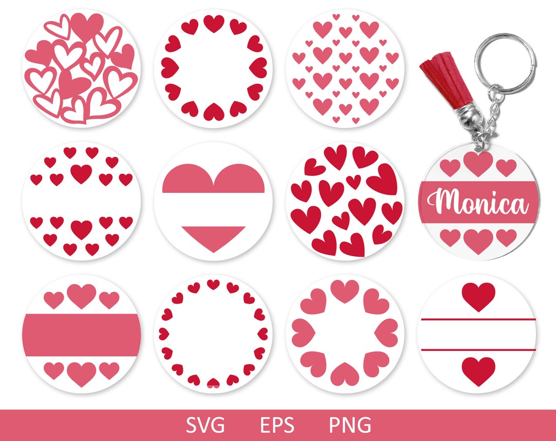 Valentines Keychain SVG, Keychain SVG Stain, Keyring Pattern SVG, Love ...