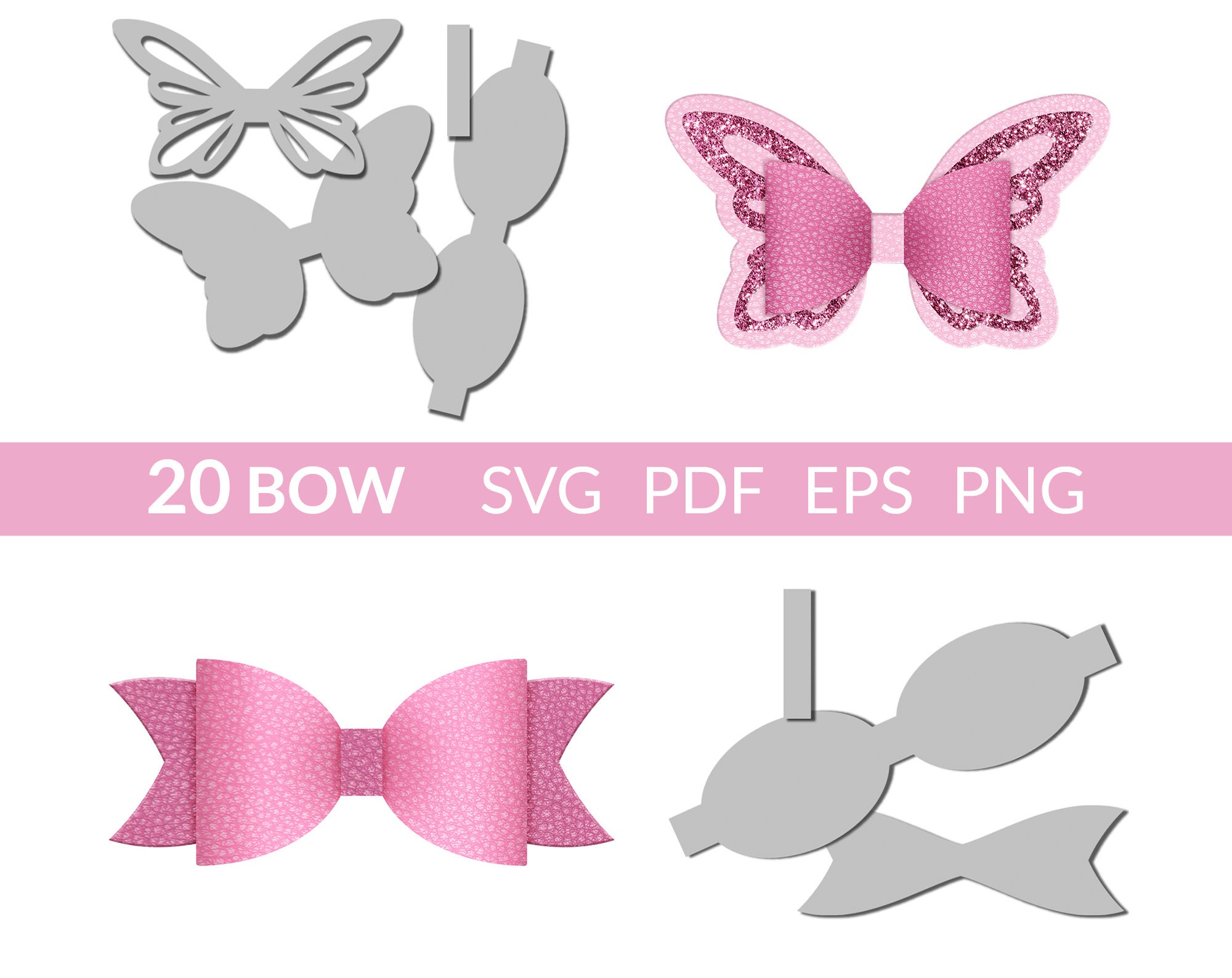 Bow Bundle SVG Bow Collection SVG Bow Template Hair Bow - Etsy Australia