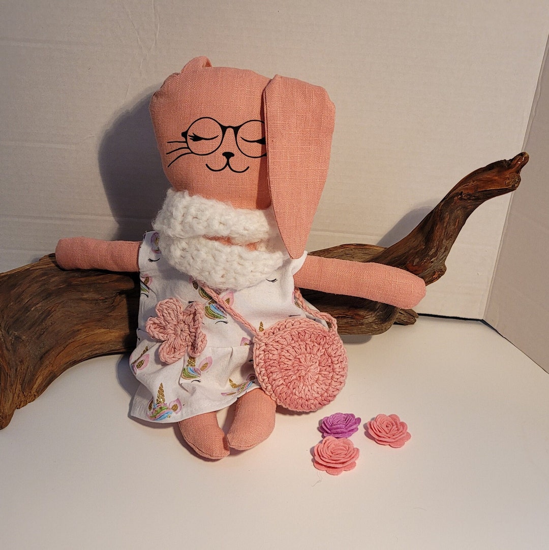 Linen Rabbit Plush, Rag Doll With Clothes, Children's Toy, Stuffed ...