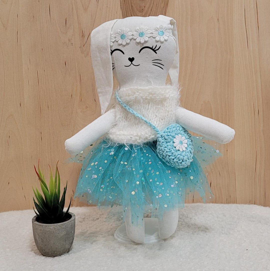 Linen Rabbit Plush Toy, Adélie Collection Doll, Rag Doll, Stuffed ...