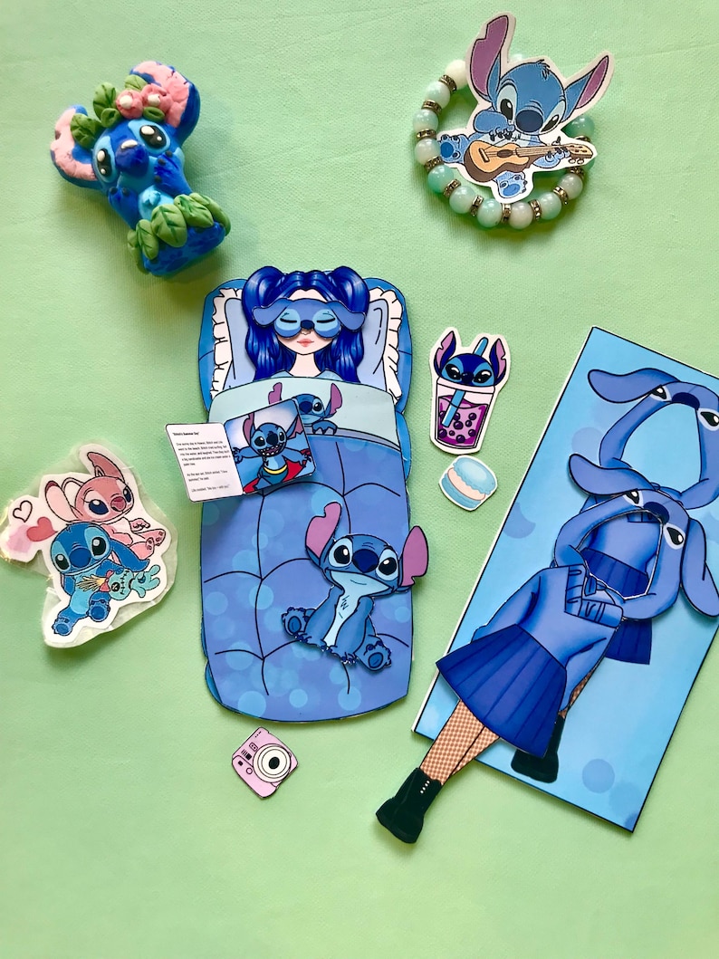 Printable Paper Doll With Sleeping Bag, Stitch Set, Toys and Outfits ...