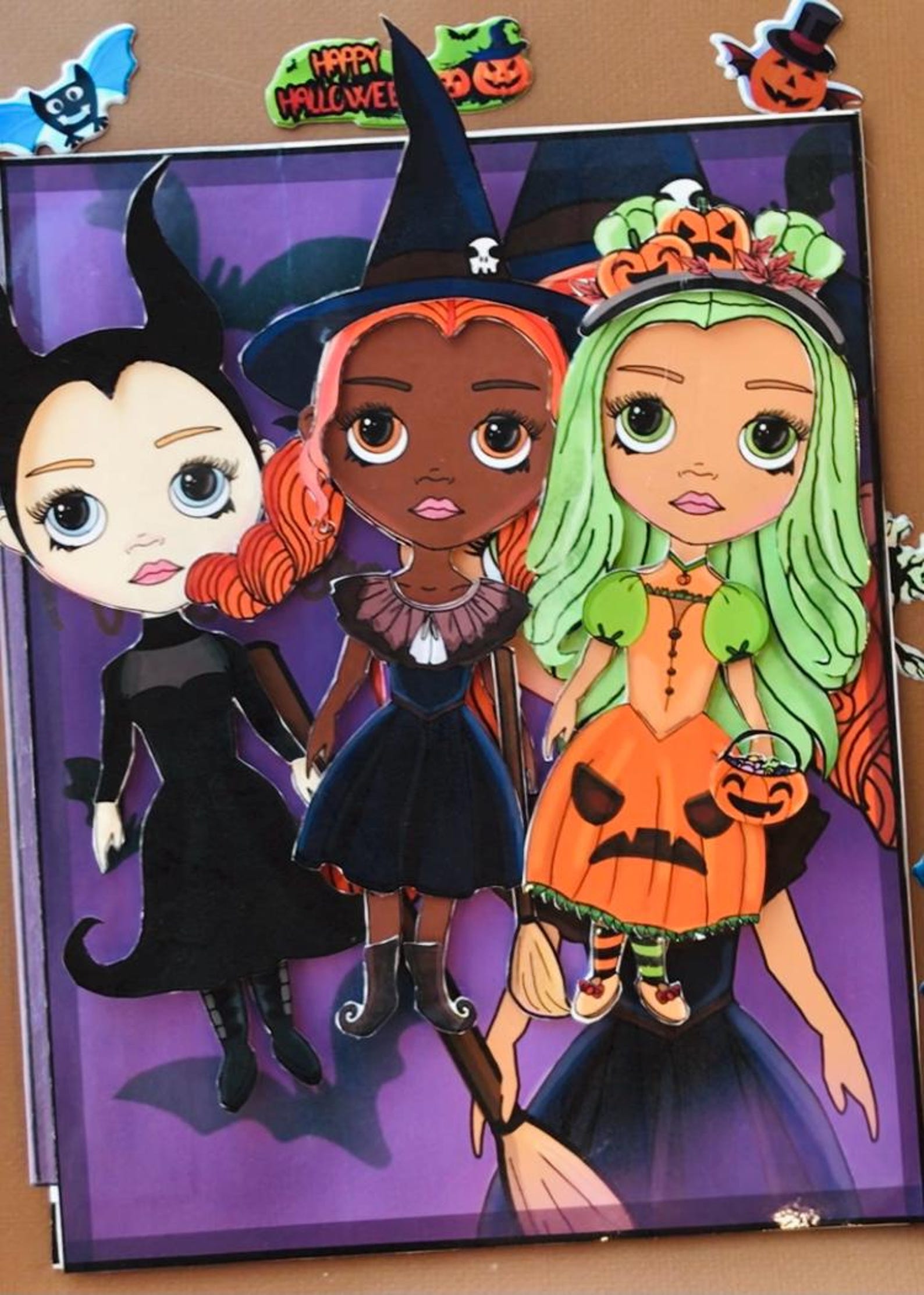 Printable Witch Paper Doll Set, DIY Cut Out Halloween Dolls, Spooky ...