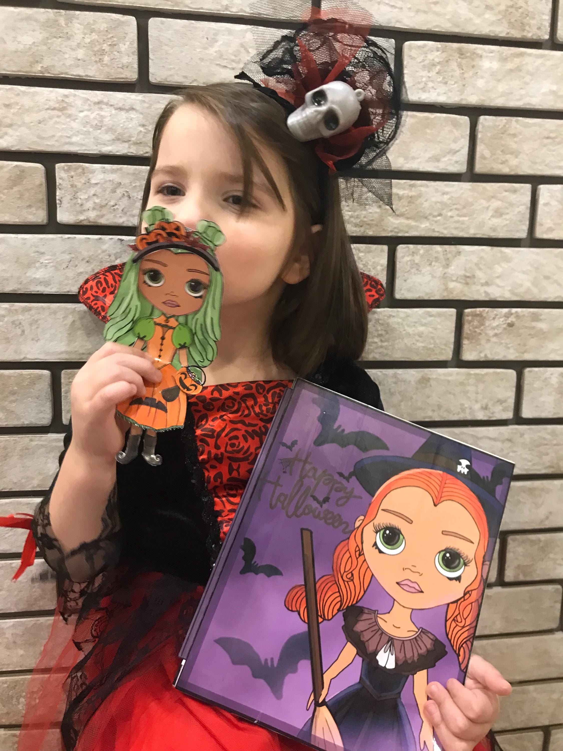 Printable Witch Paper Doll Set, DIY Cut Out Halloween Dolls, Spooky ...