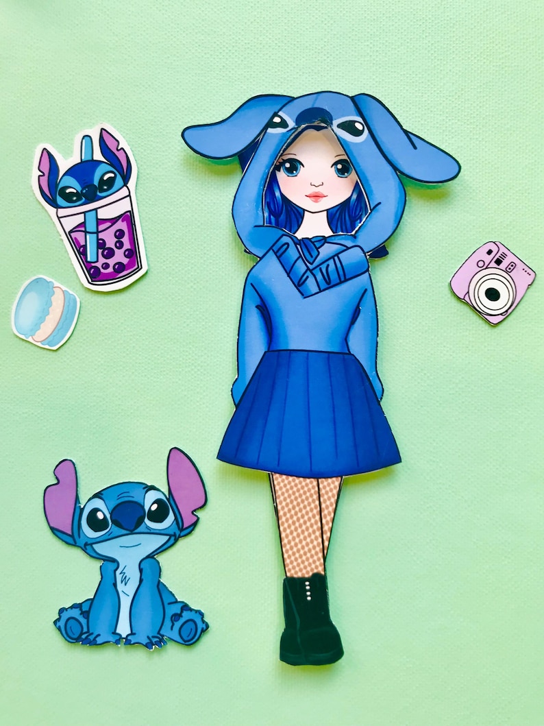 Printable Paper Doll With Sleeping Bag, Stitch Set, Toys and Outfits ...