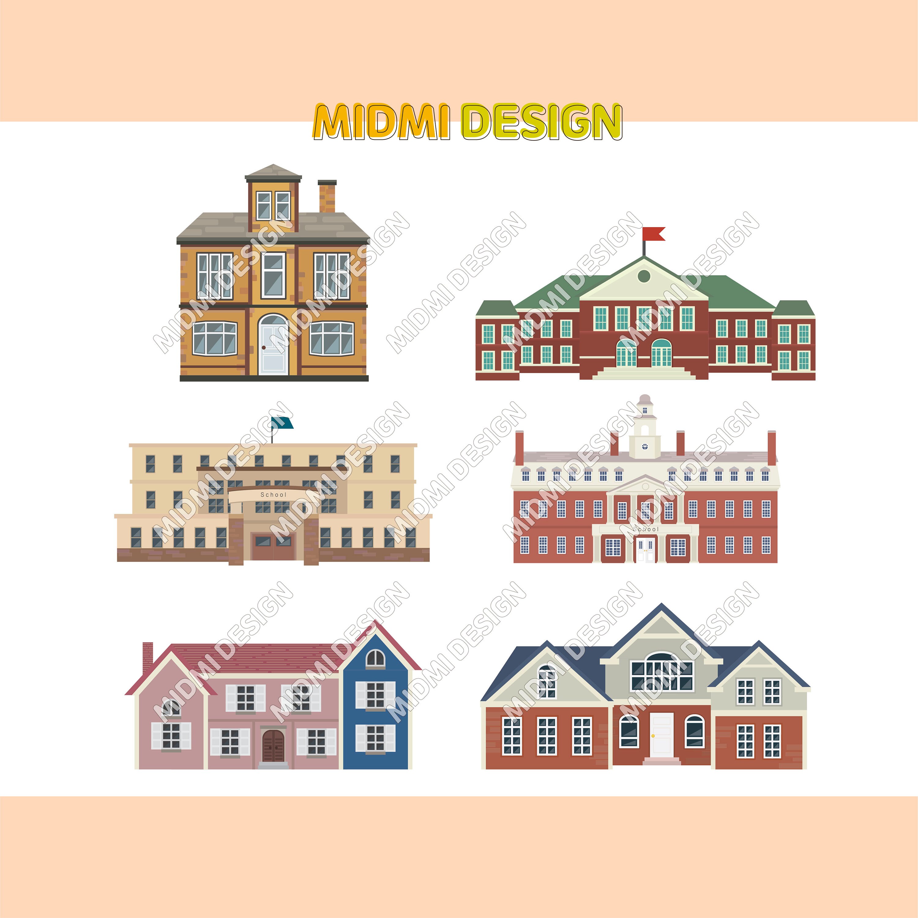 School & House Vector Image Download :) Eps Png Jpg - Etsy