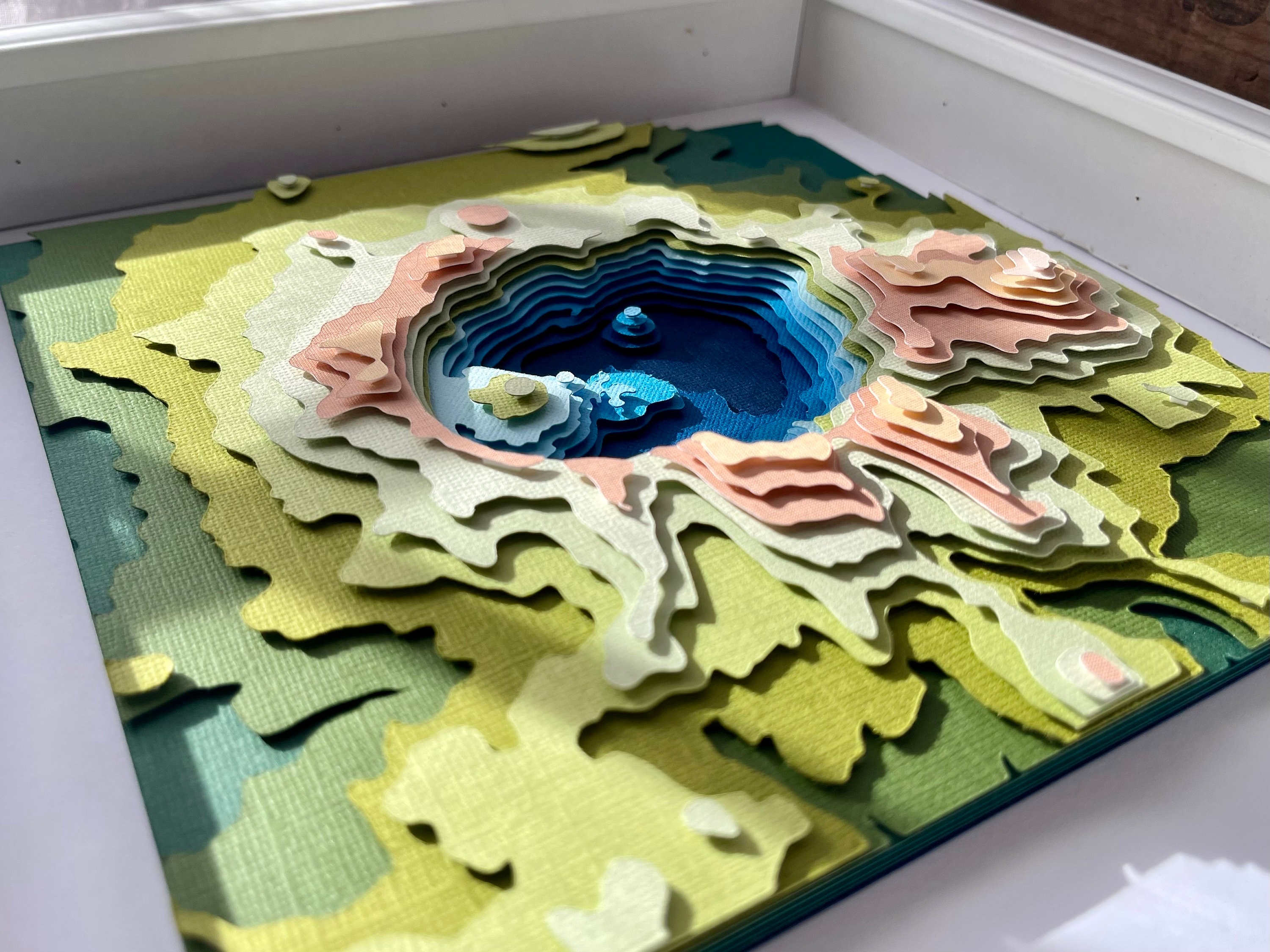 Framed Crater Lake Oregon Map - 3D Layered Paper Topography Art - Etsy