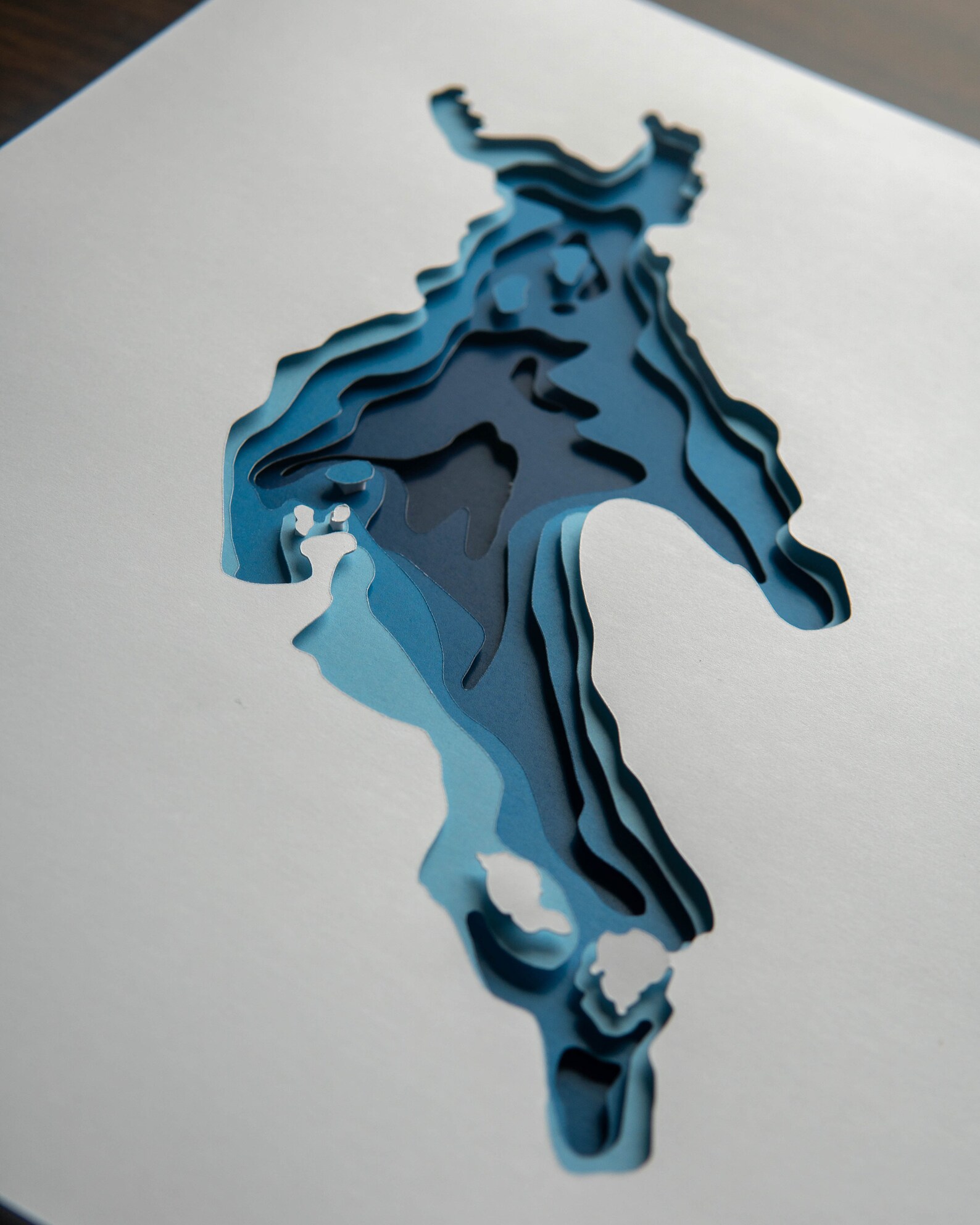 Newfound Lake - 3D Layered Paper Depth Map - FRAMED - 11x14" - Etsy Canada