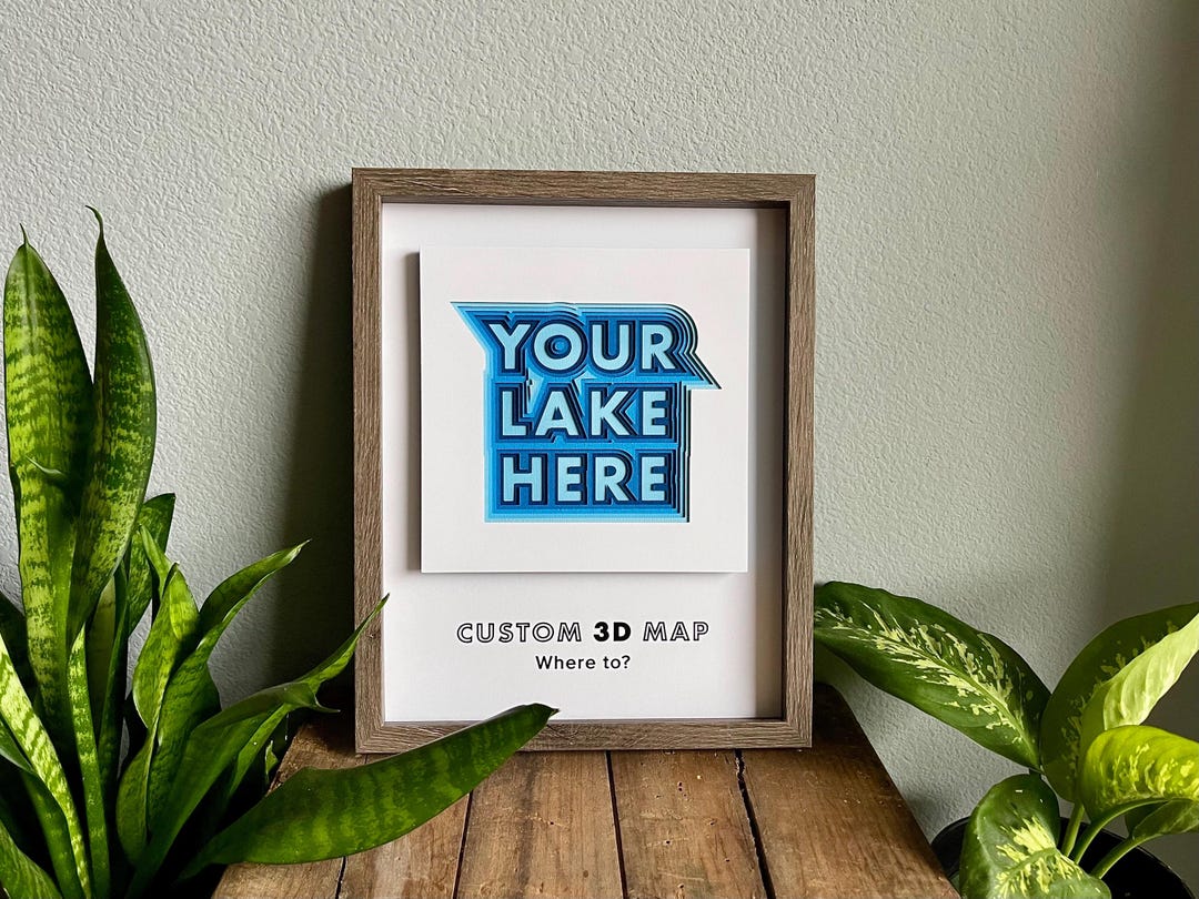 Custom Lake Map | Any Lake | 3D Layered Paper Bathymetry | FRAMED - Etsy