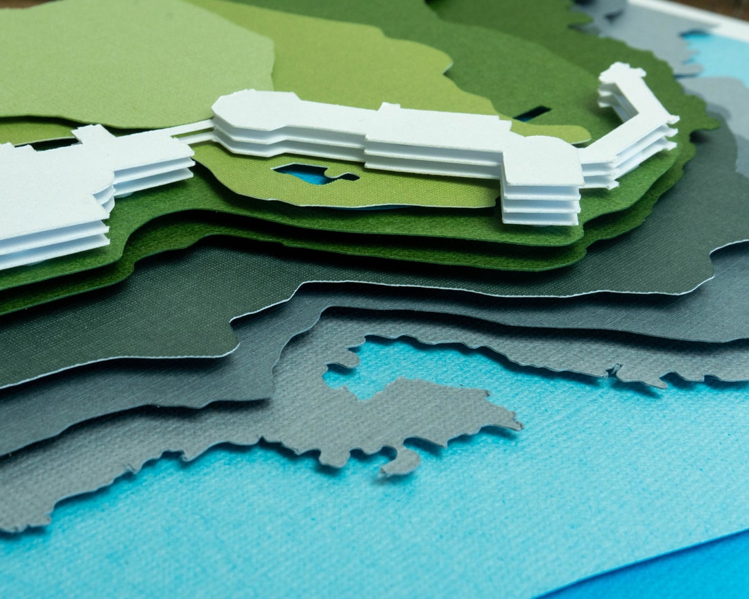 Framed Cliff House Map - Cape Neddick, Maine - 3D Layered Paper ...