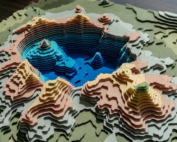 Crater Lake LIMITED EDITION National Park Oregon Bathymetric Depth ...