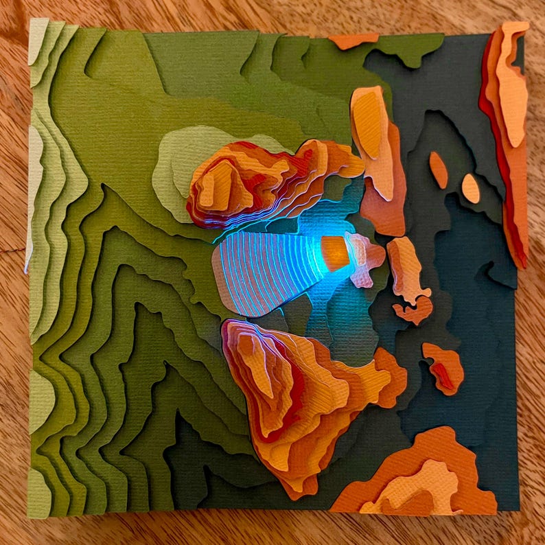 Red Rocks Amphitheatre | 3D Layered Paper Topography | FRAMED | Custom ...