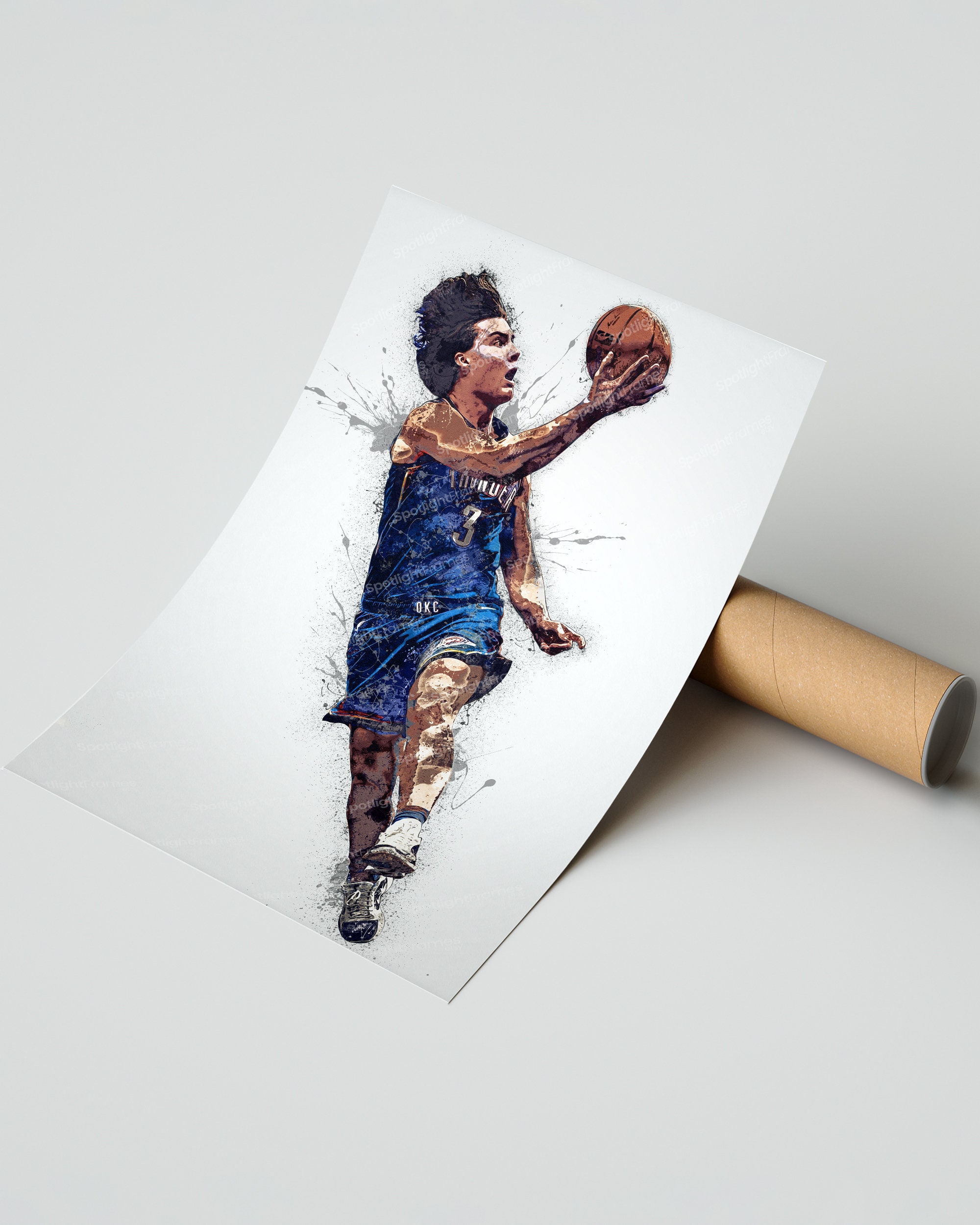 Josh Giddey Oklahoma City Thunder Basketball Prodigy Splash Art Poster ...