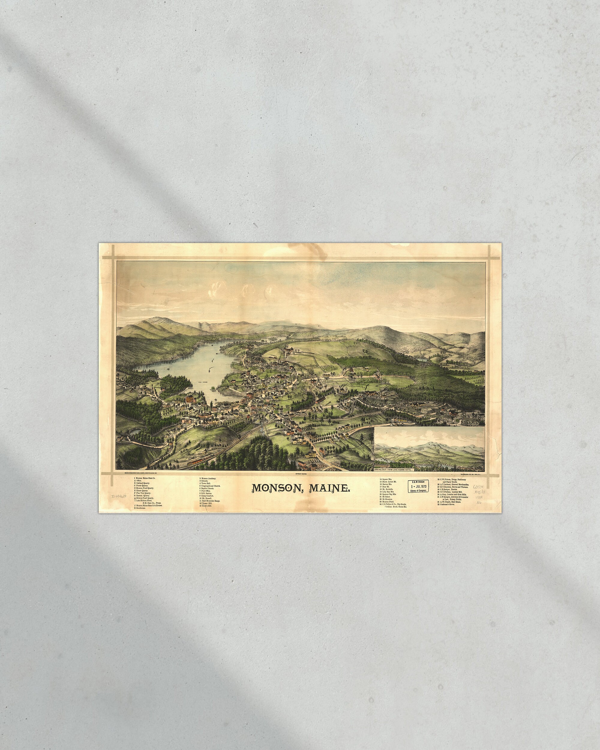 Vintage Map Monson Maine State of Maine - Etsy