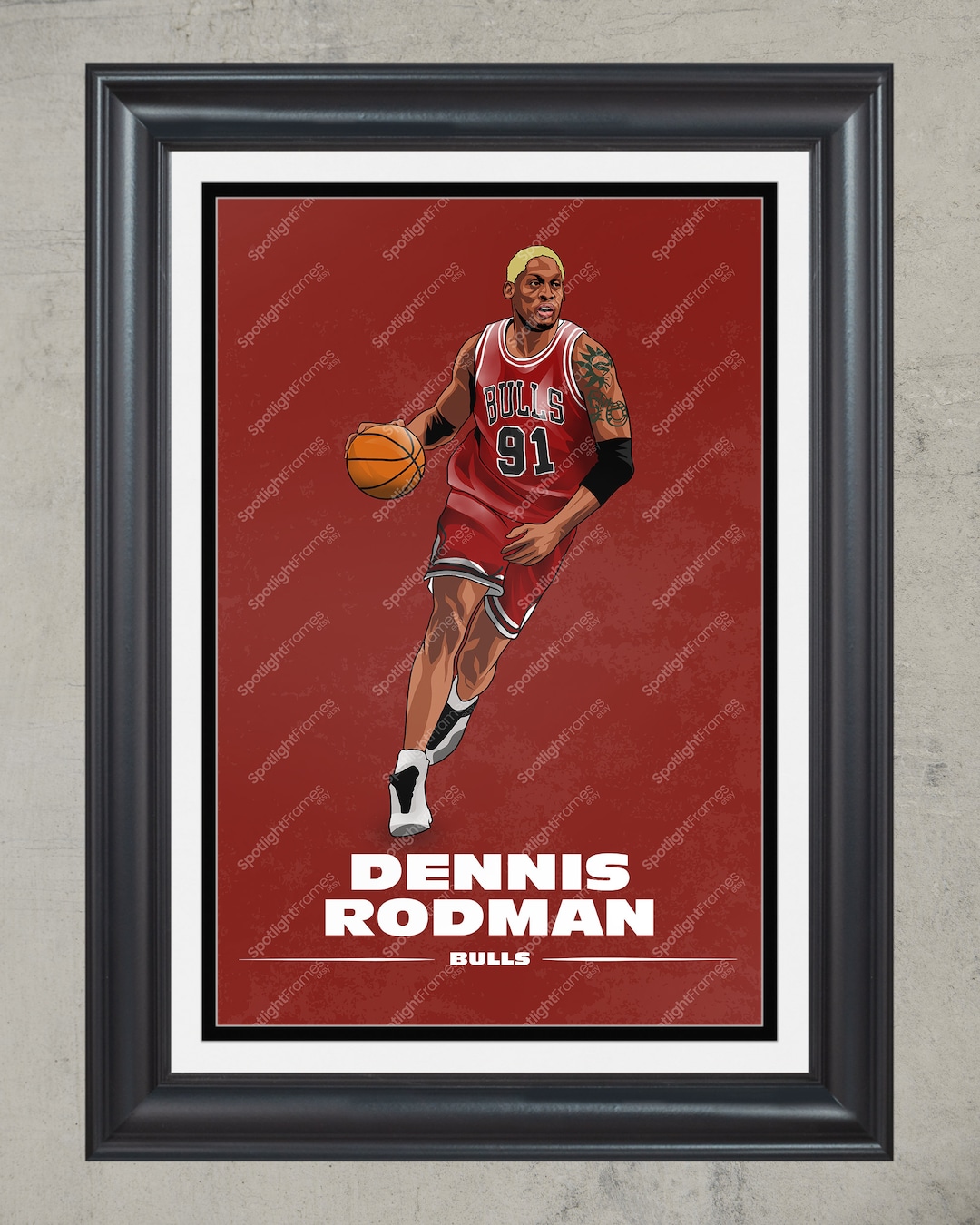 Dennis Rodman Poster, Chicago Bulls, NBA Basketball Framed Wall Art ...