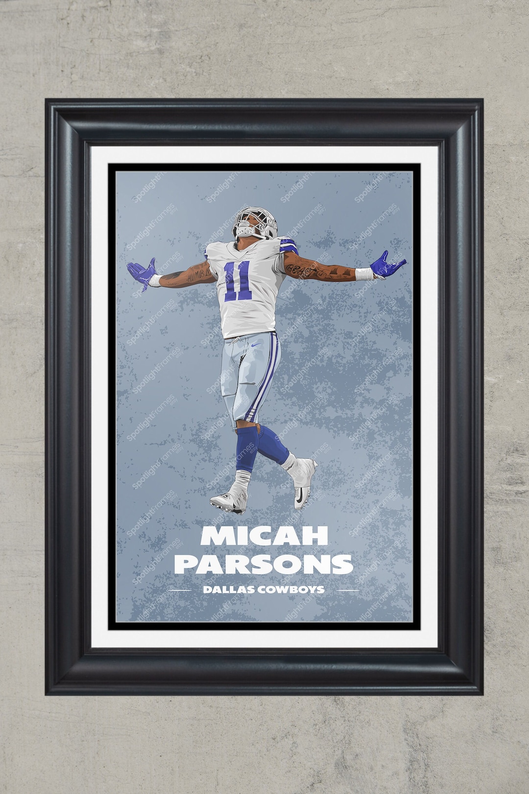 Micah Parsons Dallas Cowboys Framed Illustration Print Cowboy Fans Wall ...