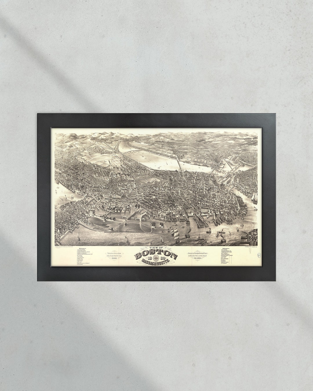 Vintage Map View of Boston Massachusetts 1880 State of Massachusetts ...