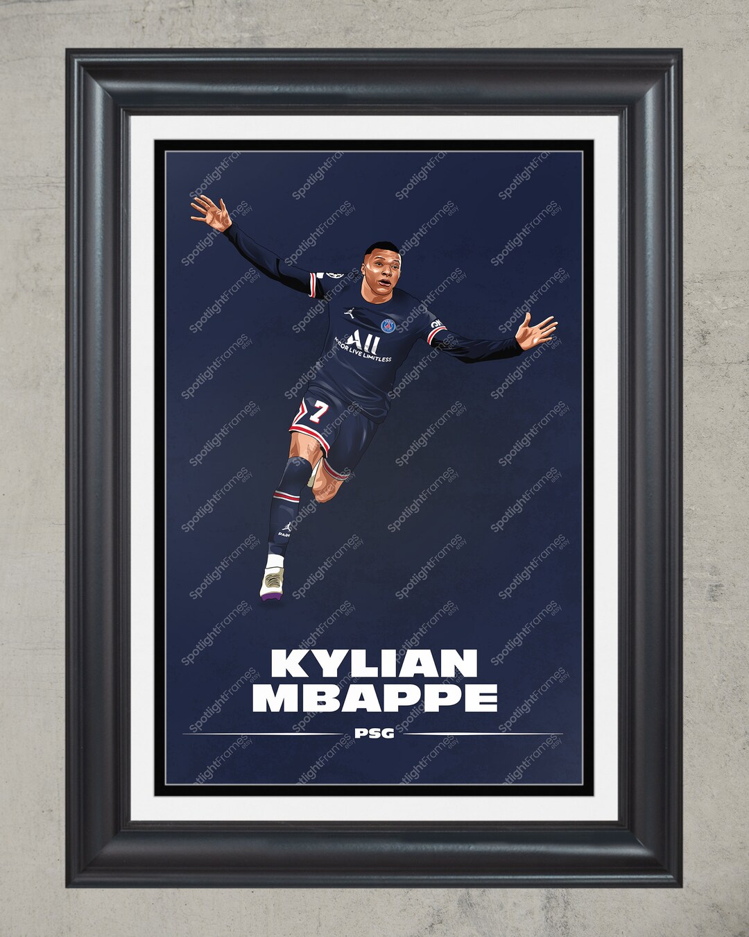 Kylian Mbappe Poster, Paris Saint-germain PSG, Soccer Framed Wall Art ...