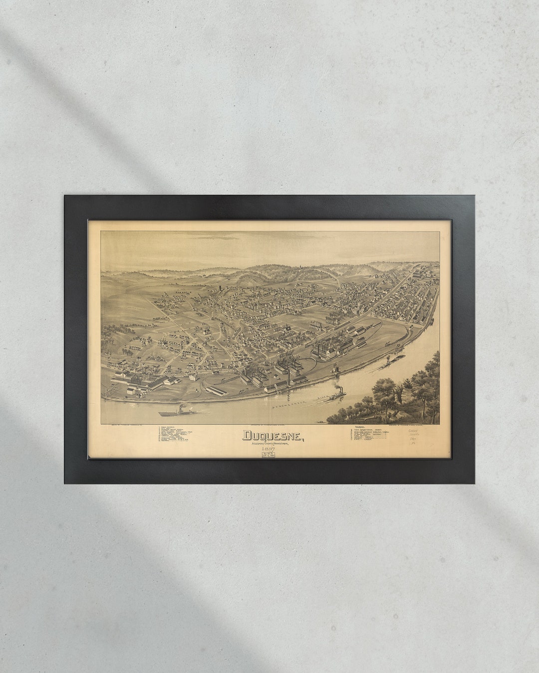 Vintage Map Duquesne Allegheny County Pennsylvania 1897 State of ...