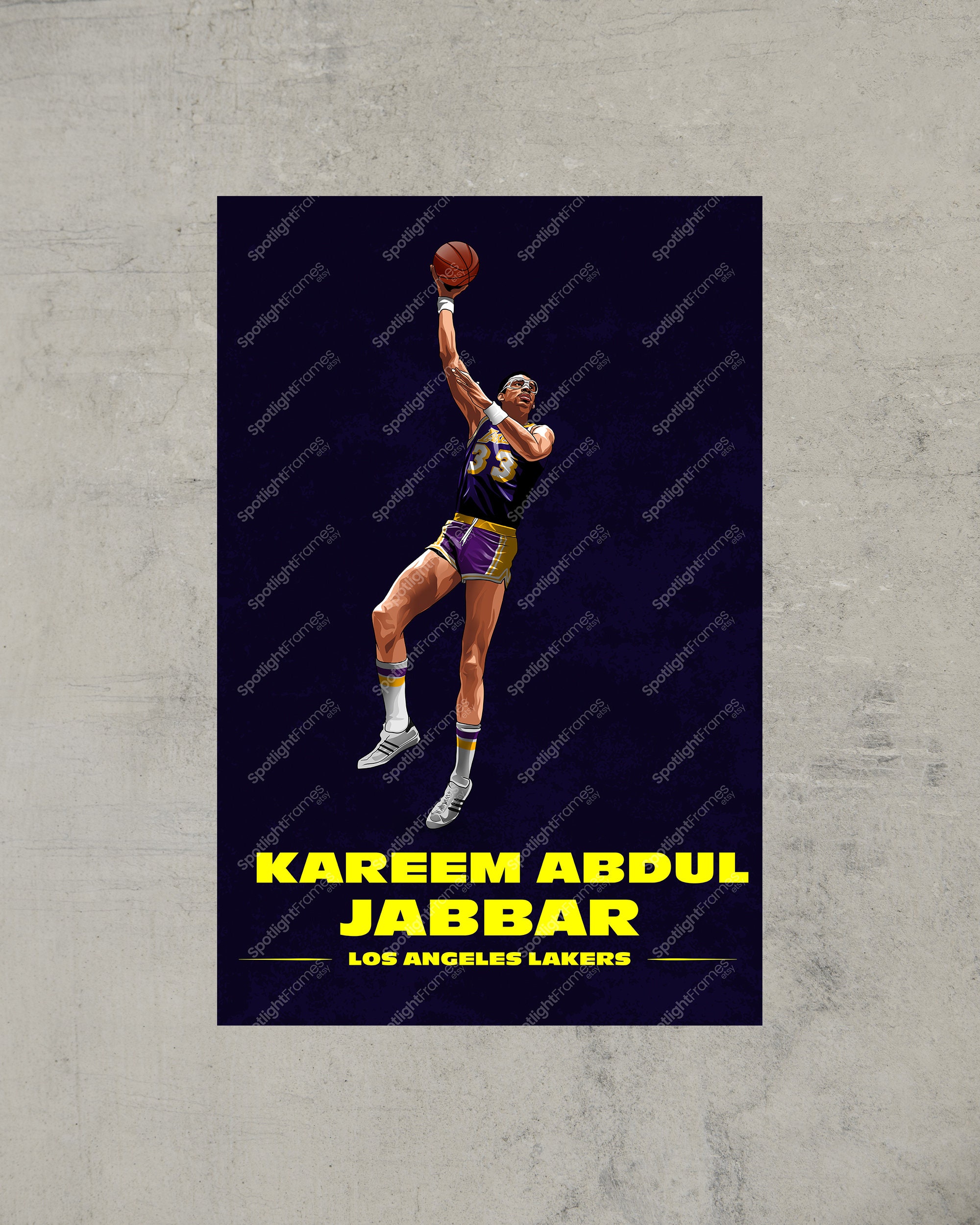Kareem Abdul Jabbar Poster, Los Angeles Lakers, NBA Basketball Framed ...
