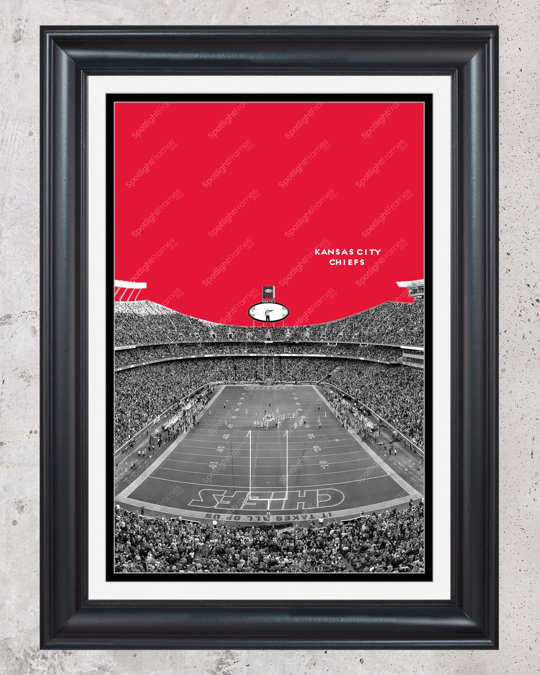 Kansas City Chiefs Aerial Art: Red-hued GEHA Field at Arrowhead Stadium ...