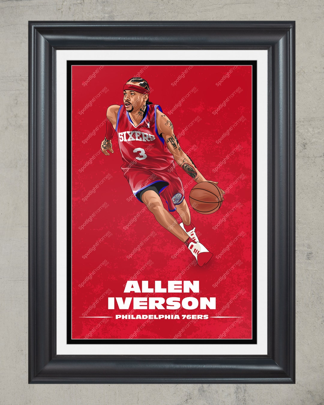 Allen Iverson Poster, Philadelphia 76ers, NBA Basketball Framed Wall ...