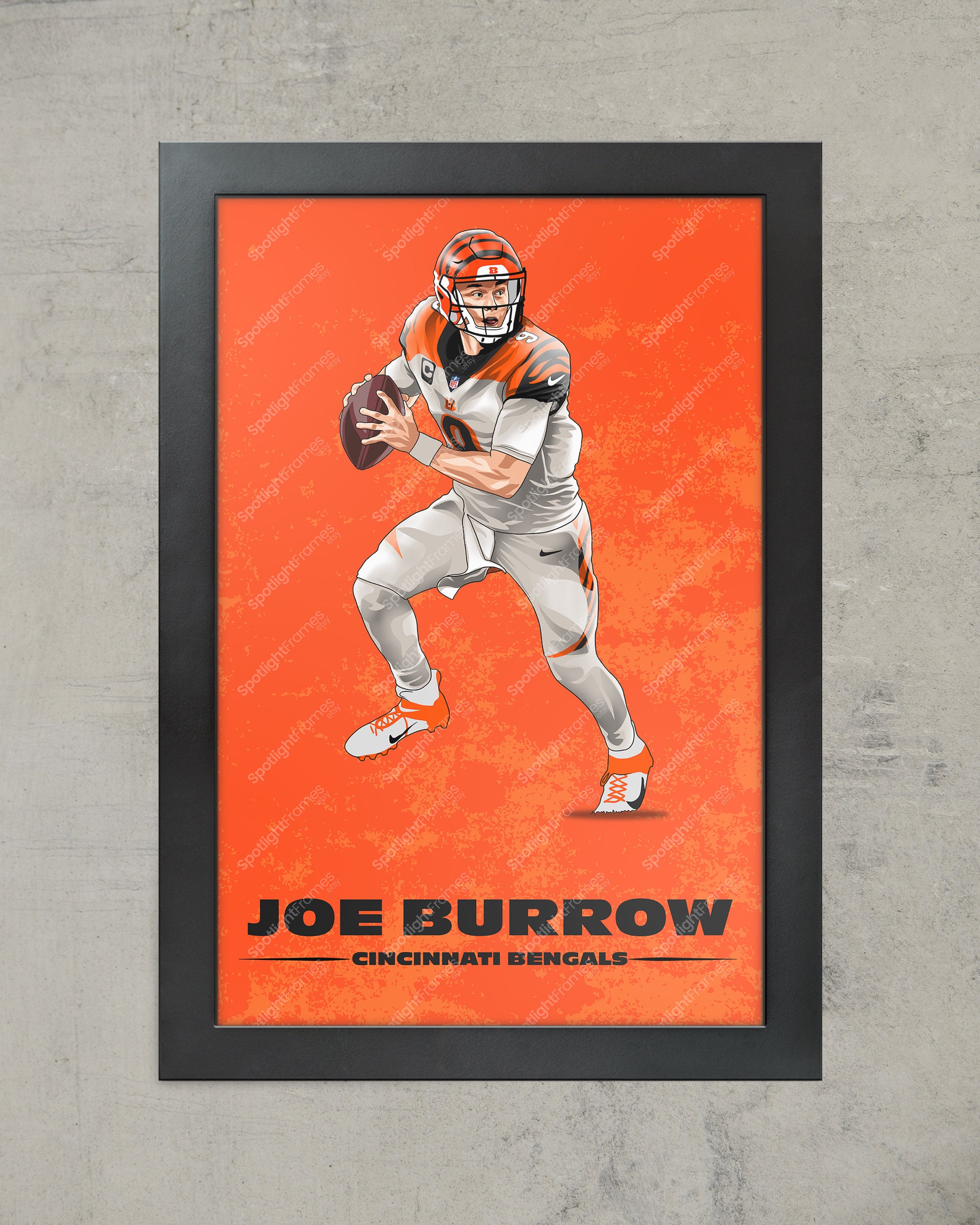Joe Burrow Poster, Cincinnati Bengals, NFL Football Framed Wall Art ...