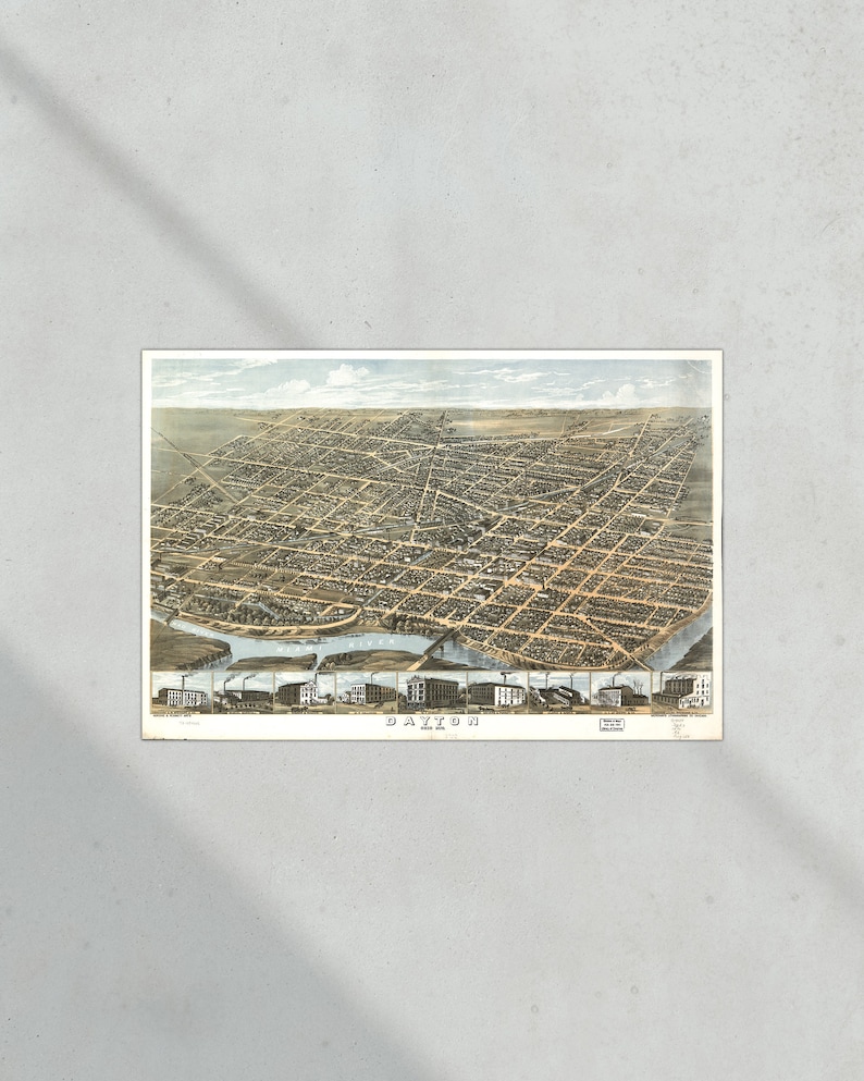 Vintage Map Dayton Ohio 1870 State of Ohio - Etsy