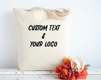Custom Company Logo Tote Bags Custom Text Bag Promotional - Etsy