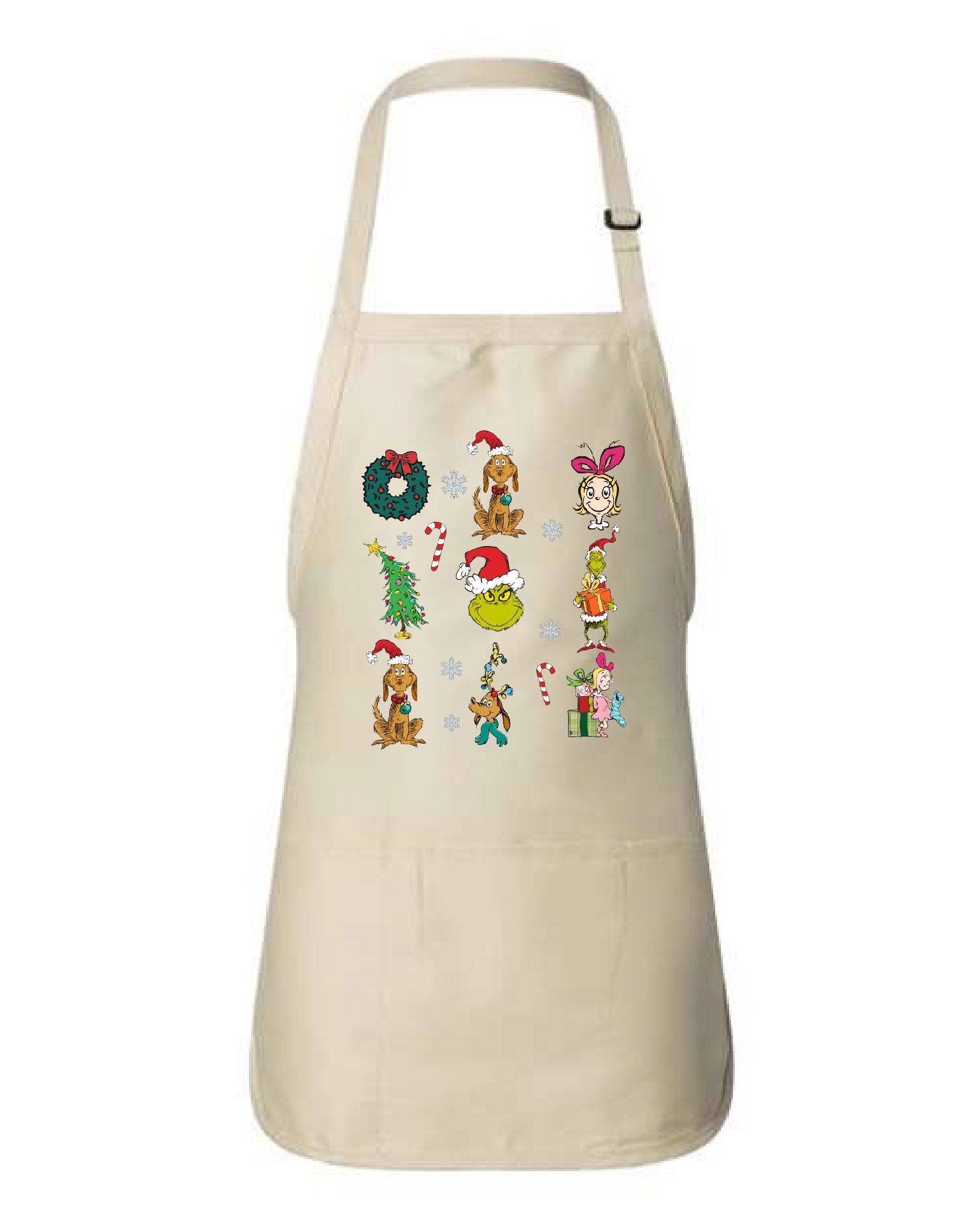 Retro Christmas Character Apron: Holiday Kitchen Apron Gift, 3 Pockets ...