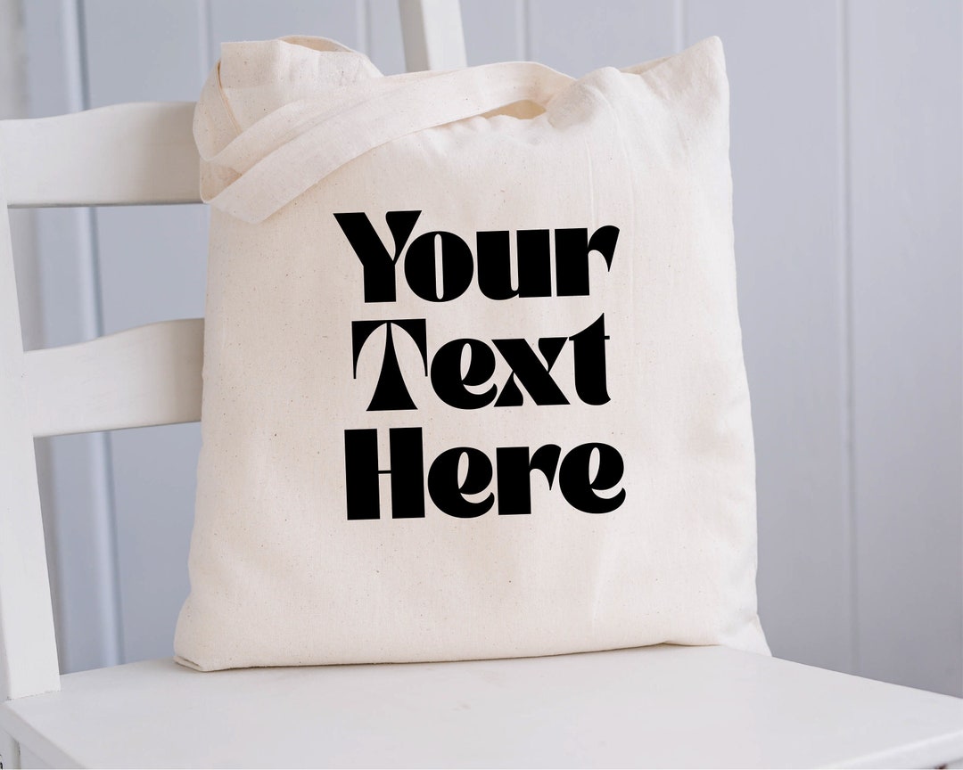 Personalized Cotton Tote Bag: Custom Text Shopping Bag - Etsy