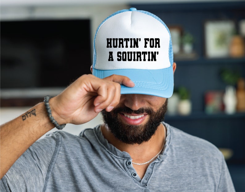 Funny Trucker Hat: Hurtin' for a Squirtin' - Vintage Snapback Baseball ...