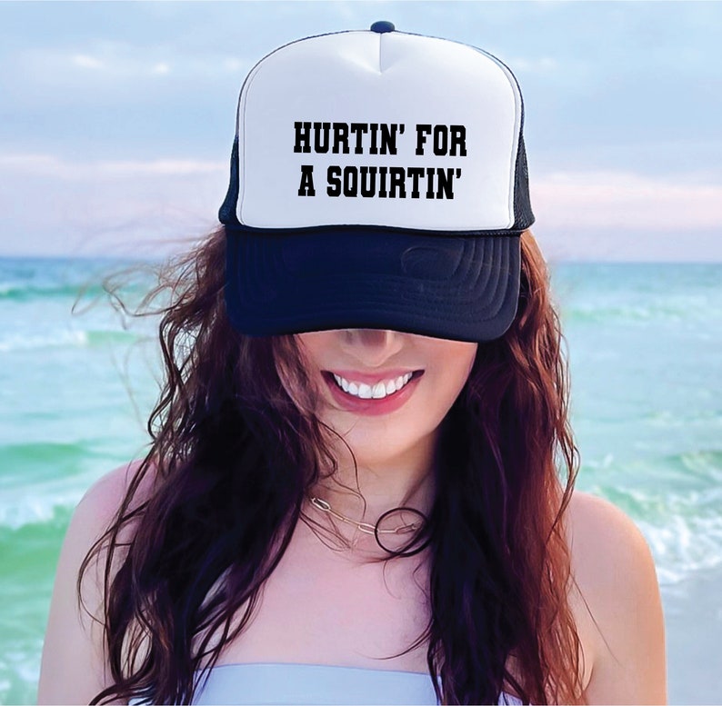 Funny Trucker Hat: Hurtin' for a Squirtin' - Vintage Snapback Baseball ...