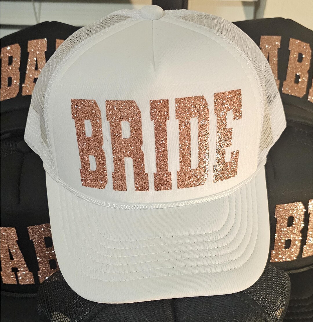 Custom Glitter Bride Squad Trucker Hat, Bachelorette Party Baseball Cap ...