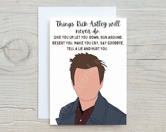 Rick Astley Birthday Card | Etsy UK